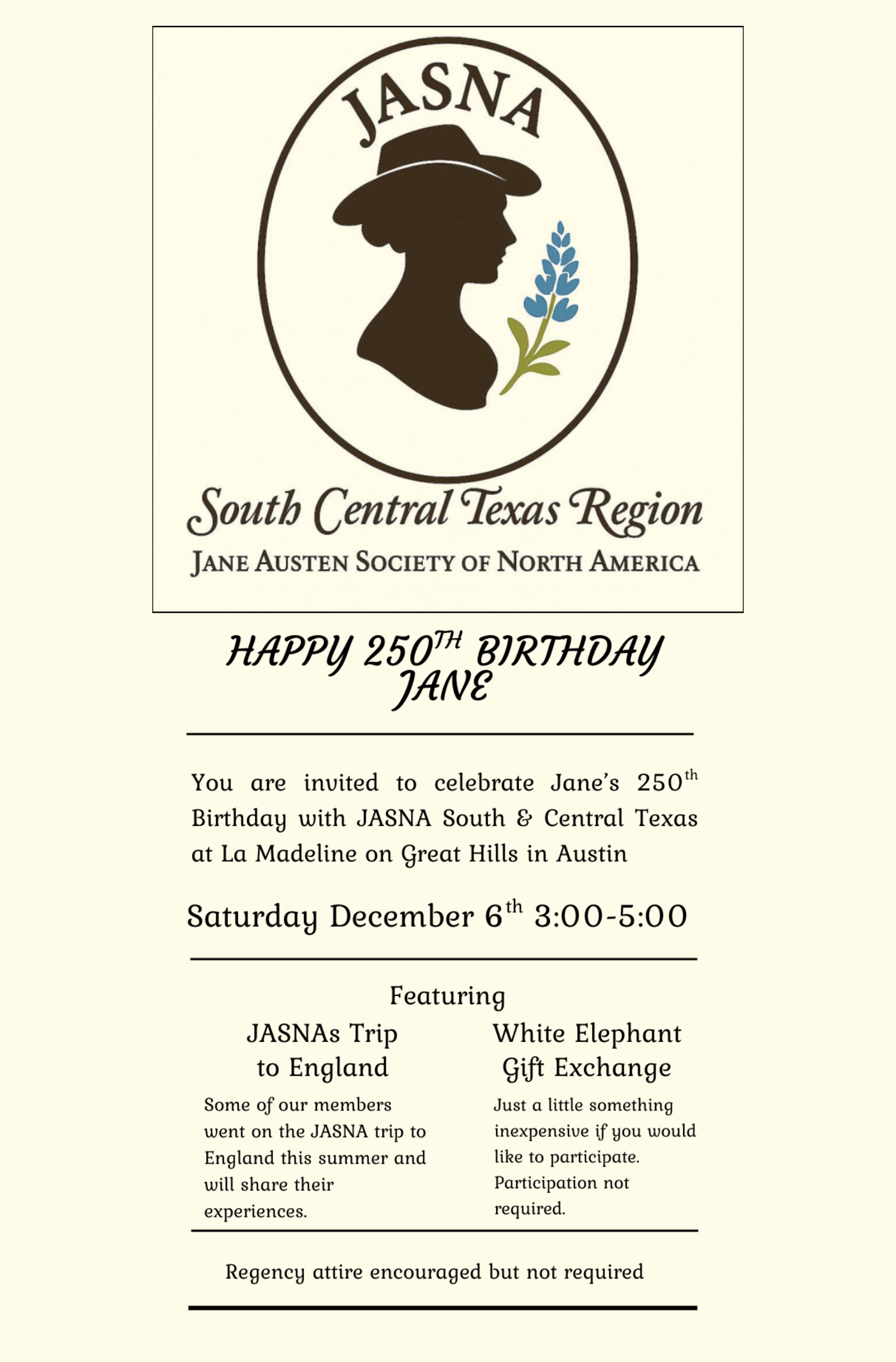12/6/25 – Jane Austen’s 250th Birthday Celebration – JASNA South ...